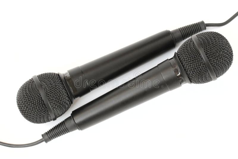 Two Microphones on a White Background- Var. 2 Stock Image - Image of ...