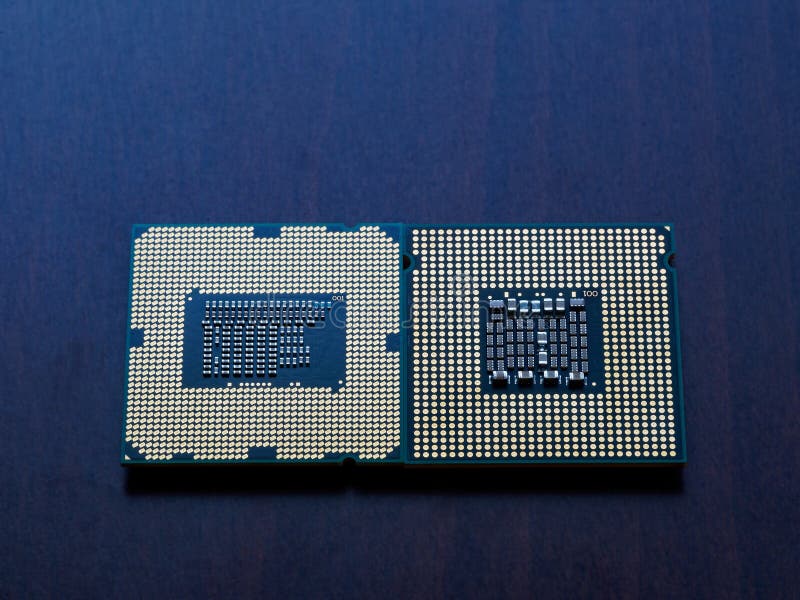 Two Microprocessors Golden Connection Side Stock Image - Image of ...
