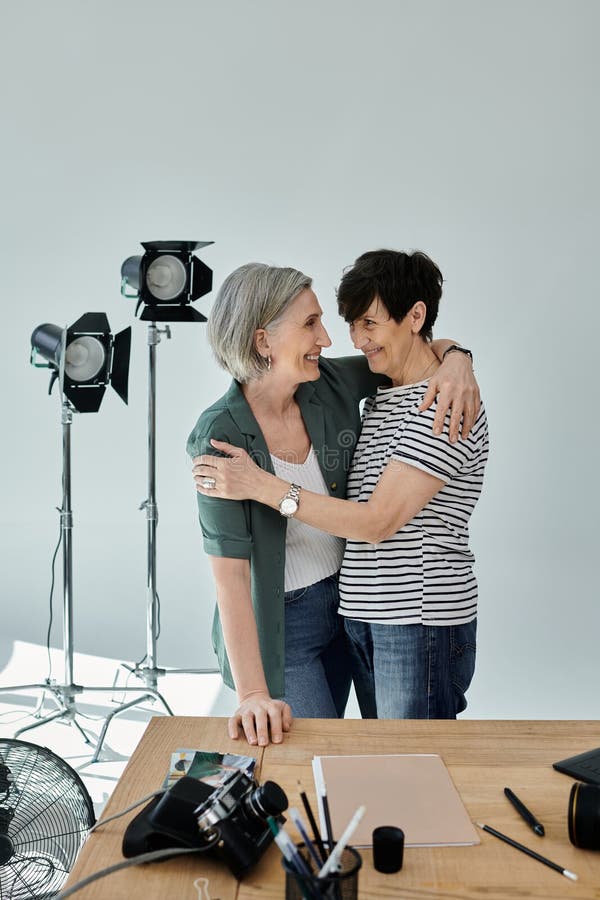 Two Middle-aged Women Hug in Stock Image - Image of love, collaboration ...