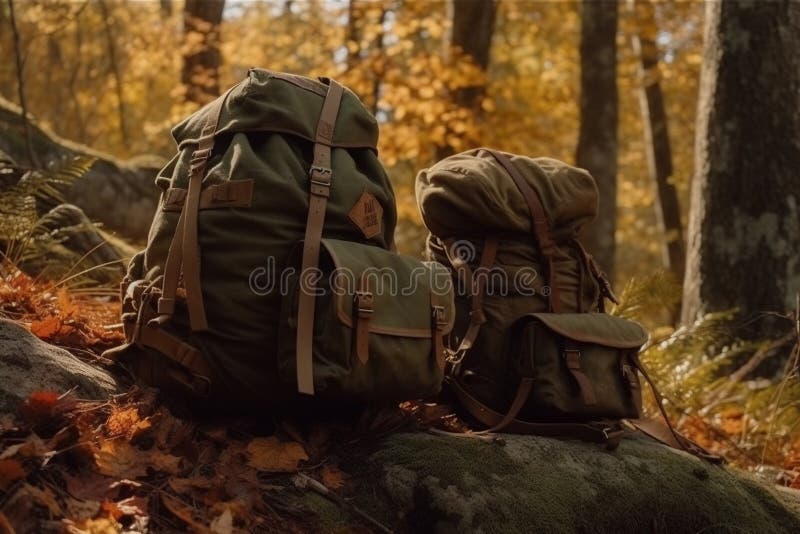 Two Military Backpackers in a Mountain Forest. AI Generated Stock ...