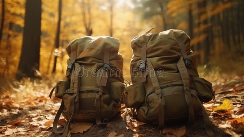 Two Military Backpackers in a Mountain Forest. AI Generated Stock Photo ...