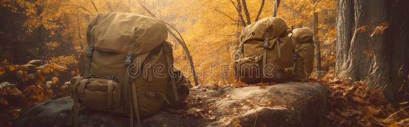 Two Military Backpackers in a Mountain Forest. AI Generated Stock ...
