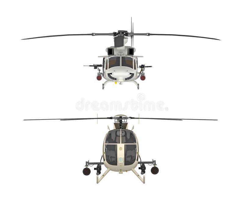 Military Helicopter Top View Isolated on White Stock Illustration ...
