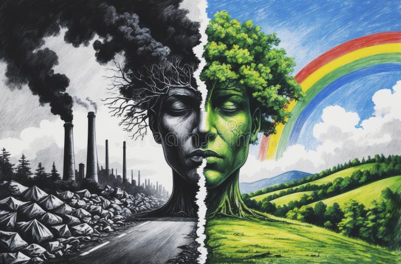 Two Minds â€ One Choice stock illustration. Illustration of duality ...