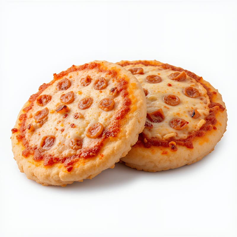 Two Mini Pepperoni Pizzas on White Background Stock Illustration ...