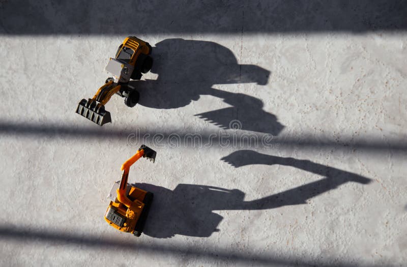 Two Mini Toy Construction Vehicles, an Excavator and a Loader, and ...