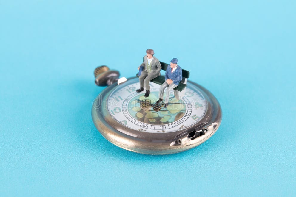 Two Miniature Men`s Doll Models on a Pocket Watch Stock Image - Image ...
