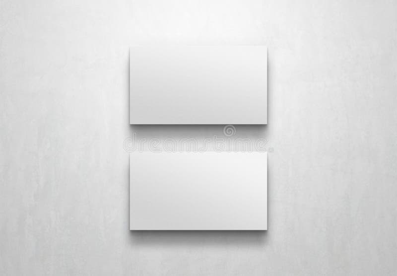 Two Minimalist Business Cards on White Background Mockup. 3D Rendering ...