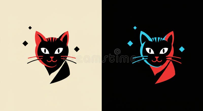 Two Minimalist Cat Designs are Displayed Side by Side. on the Left, a ...