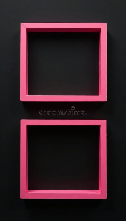 Two Minimalist Pink Frames on Black, Studio Shot , Isolated, Space ...