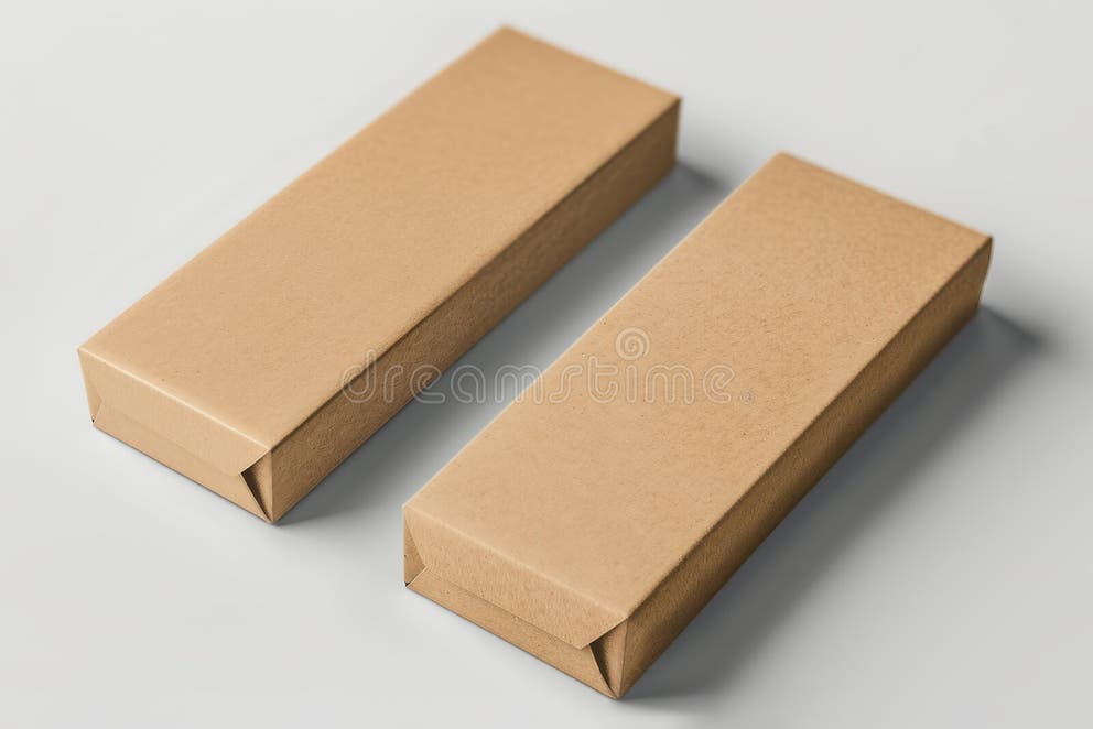 Two Minimalist Plain Brown Cardboard Packaging Boxes on Clean White ...