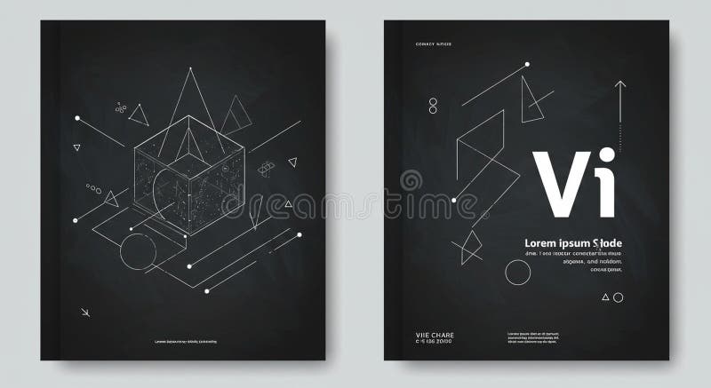 Two Minimalistic Book Covers on a Black Background Feature Geometric ...