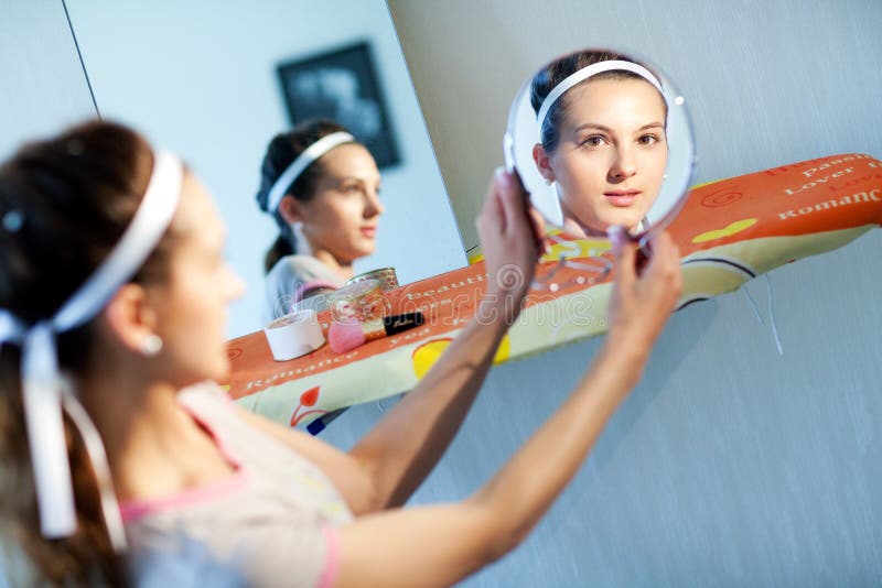 In two mirrors stock photo. Image of hair, human, attractive - 10770782