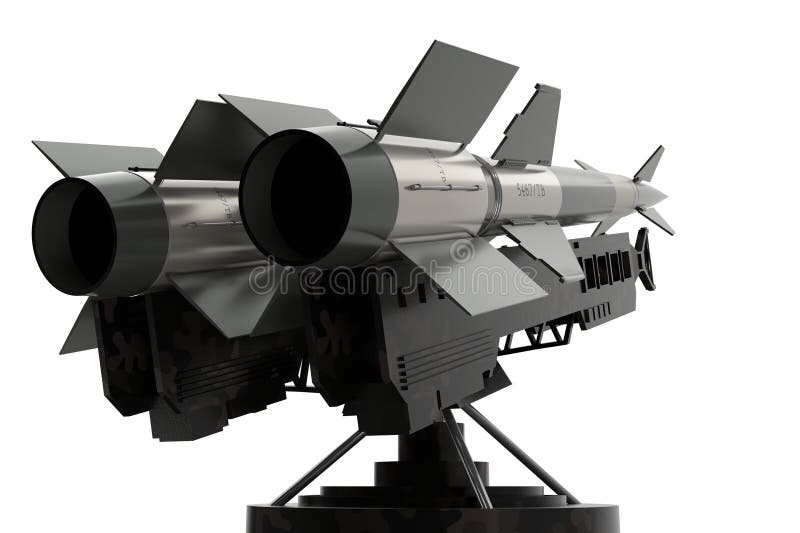 Two missiles on a launcher stock illustration. Illustration of attack ...