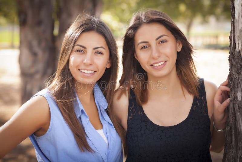 Two Mixed Race Twin Sisters Portrait Stock Image - Image of natural ...