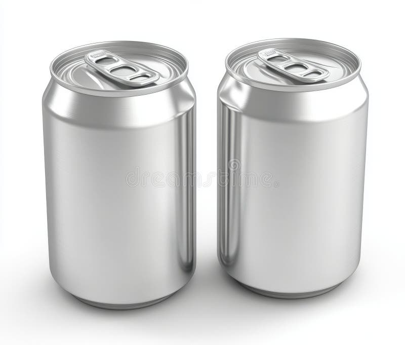 Two 330 Ml Aluminum Soda Cans, Standing Alone on a Transparent ...