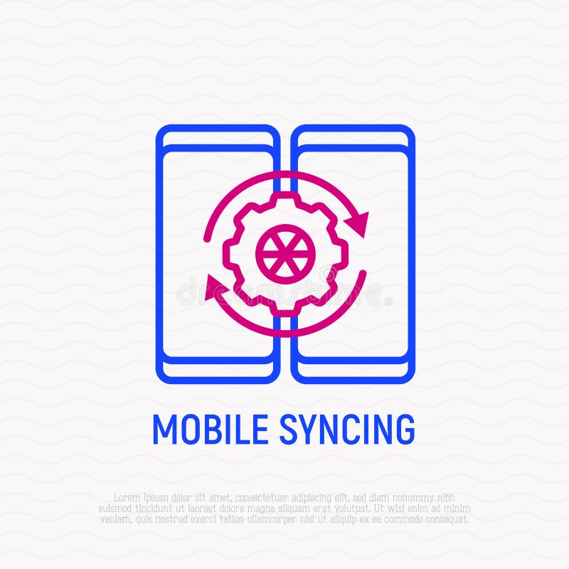 Two Mobile Devices are Syncing. Thin Line Icon Stock Vector ...