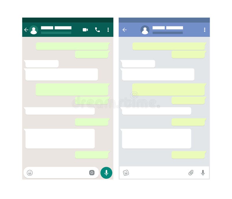Two Mobile Messenger Mockups. Chat App Template. Modern Design. Vector ...