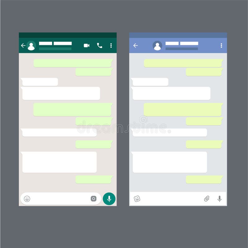 Two Mobile Messenger Mockups. Chat App Template. Modern Design. Vector ...