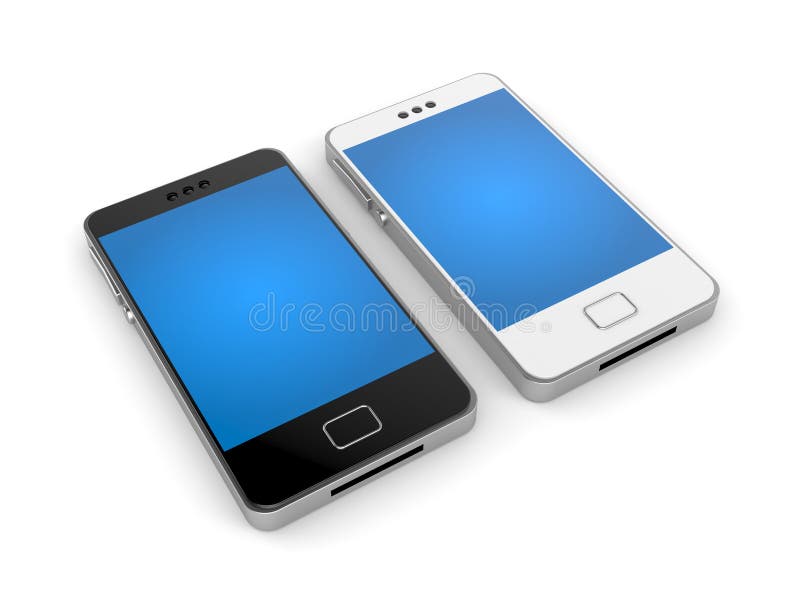 Two Mobile Phone Connected Wirelessly. Stock Vector - Illustration of ...