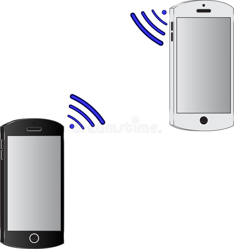 Two Mobile Phone Connected Wirelessly. Stock Vector - Illustration of ...