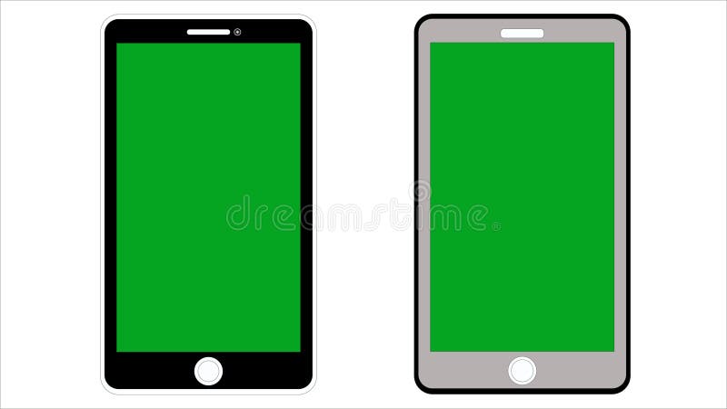 Two Mobile Phones Blank Green Screen Front Camera Composition Stock ...