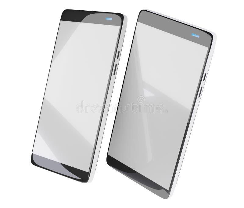 Two Mobile Phones Isolated on White 3d-illustration Stock Illustration ...
