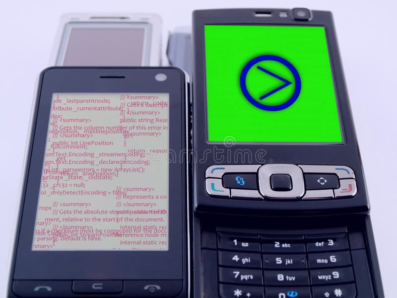 Two Mobile Phones PDA Source Code Programming Stock Photo - Image of cell, design: 5797998
