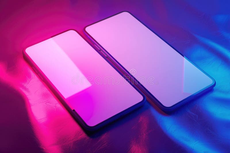 Two Mobile Phones Placed Together on a Table, Ready for Comparison or ...