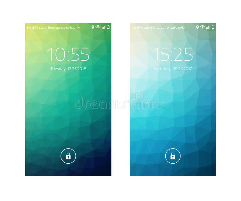 Two Mobile Wallpapers. Low Poly Texture. Mobile Interface. Vector ...