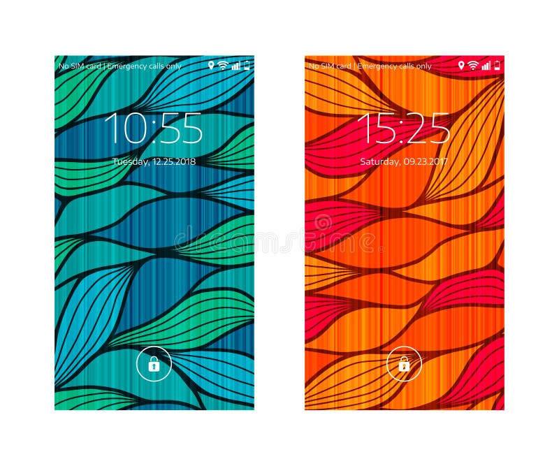 Two Mobile Wallpapers. Wave Texture. Mobile Interface. Vector ...
