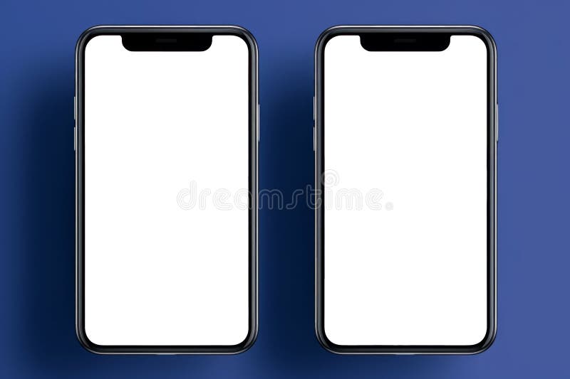 Two Mockup Smartphones with White Blank Screens are Lying on a Table ...