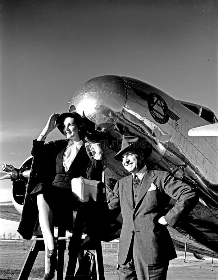 [Two Models In Front Of A Lockheed 10B Electra, Delta Air Lines ...