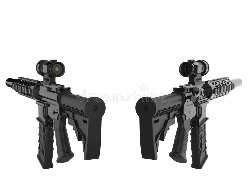 Modern Assault Rifles with White Details - Top Down View Stock ...