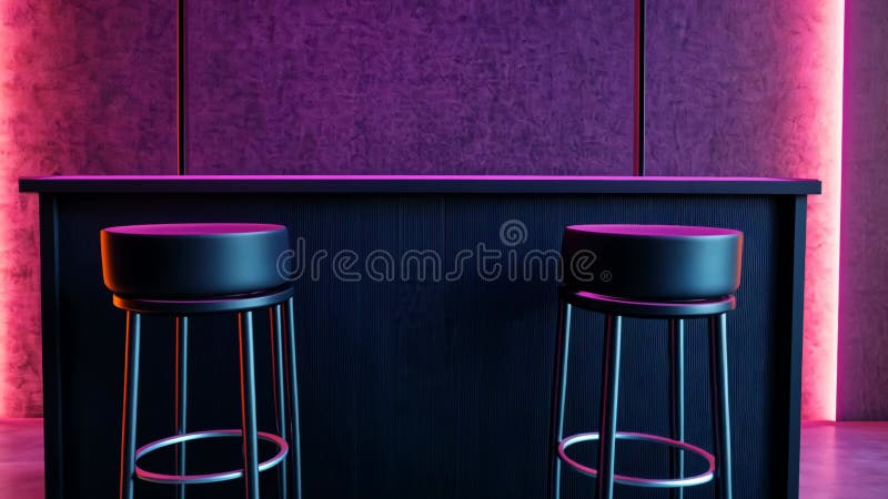 Neon Lit Bar Stools in Lounge Generative AI Stock Video - Video of ...