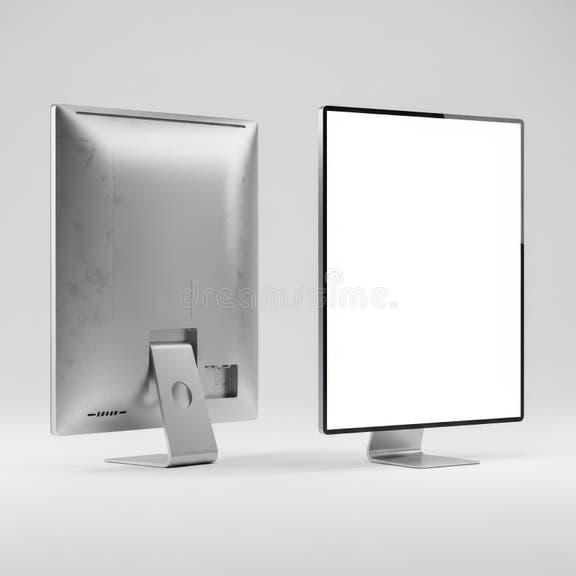 Two Modern Computer Monitors Presented Side-by-side on a Clean Light ...