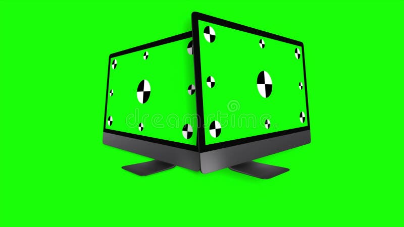 Two Modern Computers with Green Screen, Isolated on Green Background ...