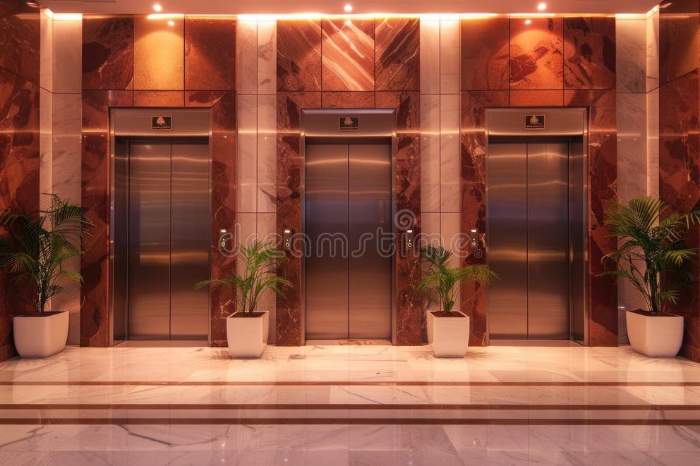 Two Modern Elevators Installed in a Building or Office, Often Seen in ...