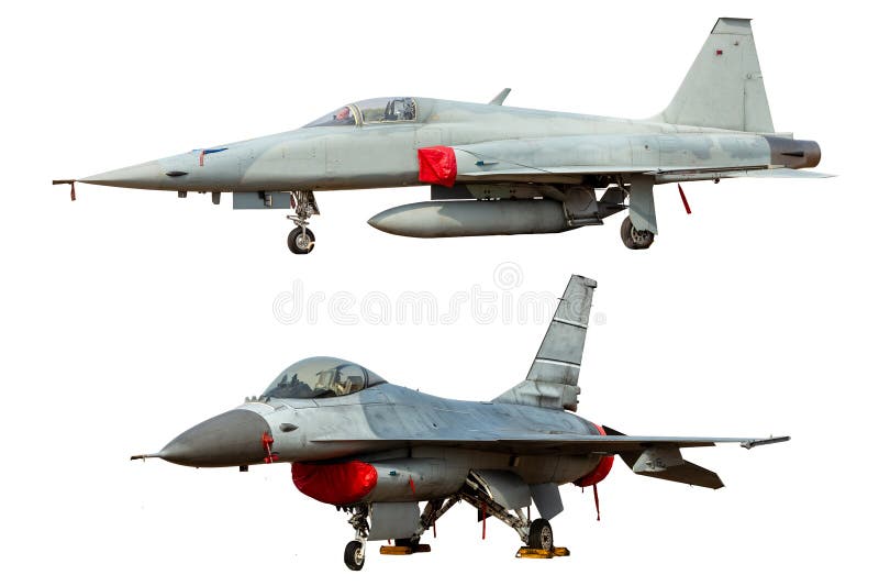 Two Modern Fighter Jets, Isolated on White Stock Photo - Image of ...
