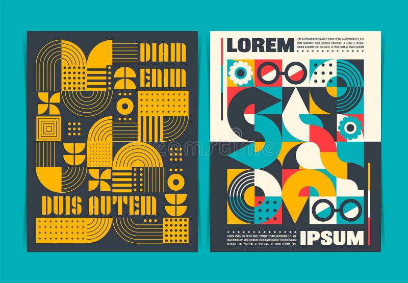 Two Modern Geometric Art Posters Template. Vector Illustration Stock ...