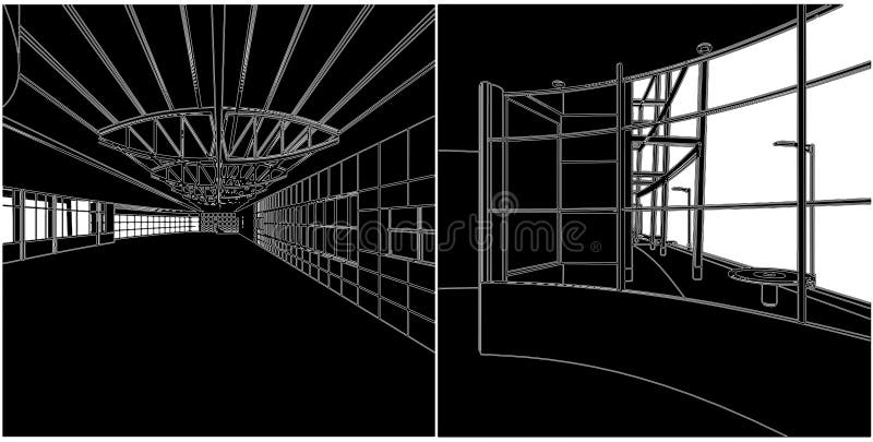 Two Modern Hall Vector 06 stock vector. Illustration of residence ...