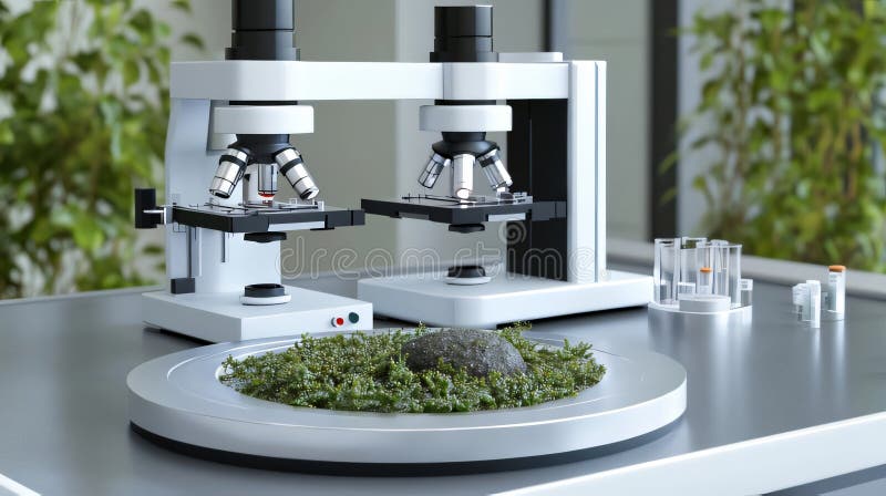 Analyzing Green Sample Under Microscopes in Laboratory for Scientific ...