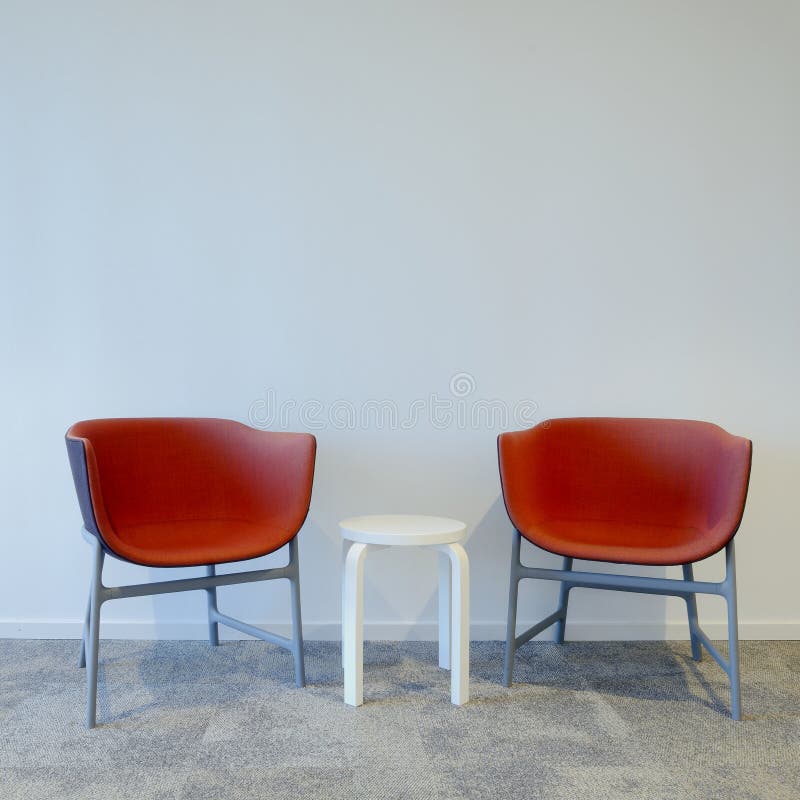 Two Modern red Chairs stock image. Image of blank, people - 114759601