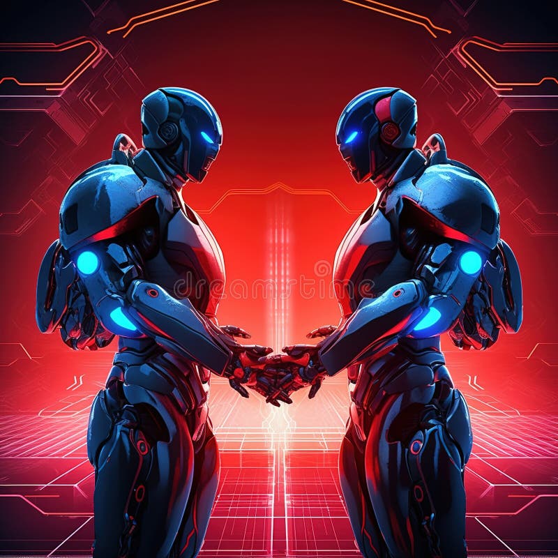 Two Modern Robots Stand before Fight Stock Illustration - Illustration ... Two Modern Robots Stand before Fight Stock Illustration - Illustration ...