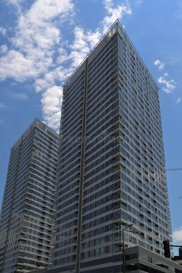 Two Modern Skyscrapers with Blue Sky Stock Photo - Image of tower ...