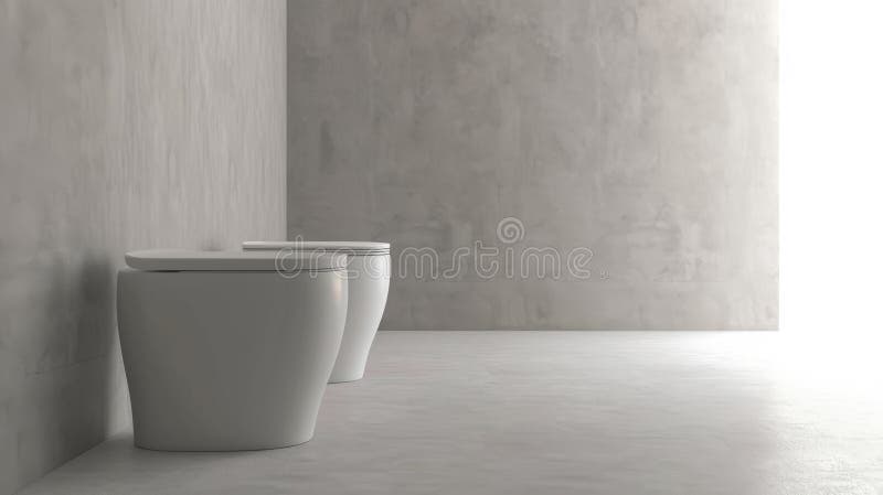 Two Modern Toilets are Placed Against a Light Grey Wall in a Bathroom ...
