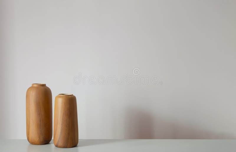 Two Modern Vases on Background White Wall Stock Image - Image of ...