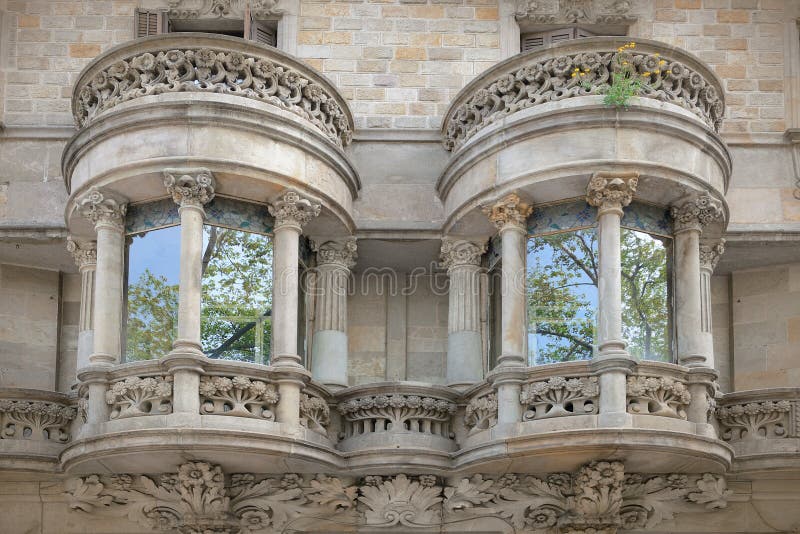 Two Modernist Style Balconies. Ancient Architecture. Stock Photo ...