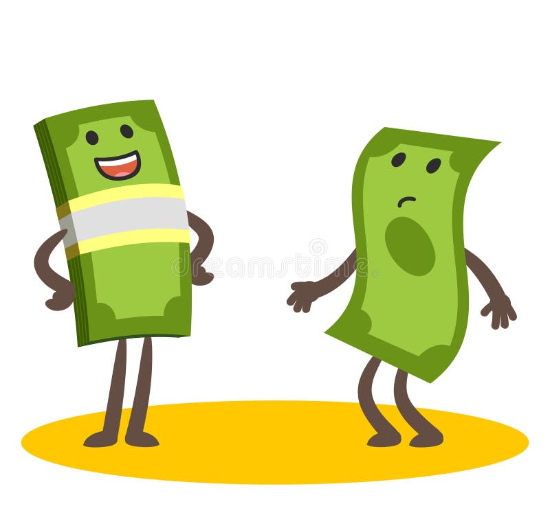 Two Money Characters. a Bundle of Banknotes and a Single Banknote Stock ...