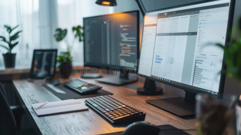 Two Monitors Showing a Questionnaire Quality Check Document in a ...